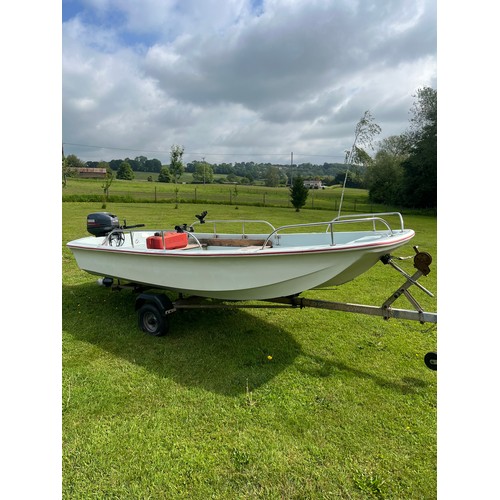 Dory 13ft boat and trailer with Yamaha 15HP outboard motor. 2 stroke