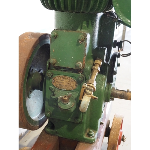 Wolsley WD2 2hp stationary engine on trolley, 1947. Engine No. 13379
