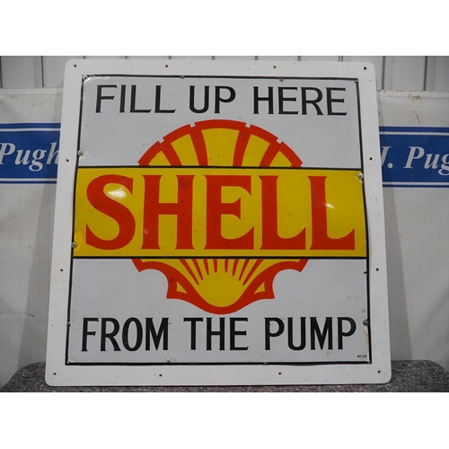Enamel sign on board - Shell Fill Up Here 48" x 48"