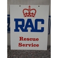 Modern double sided enamel sign - RAC Rescue Service 25" x 21"