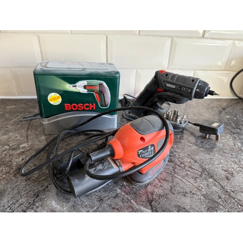 Bosch electric screw driver with bits, Black and Decker sander and ...