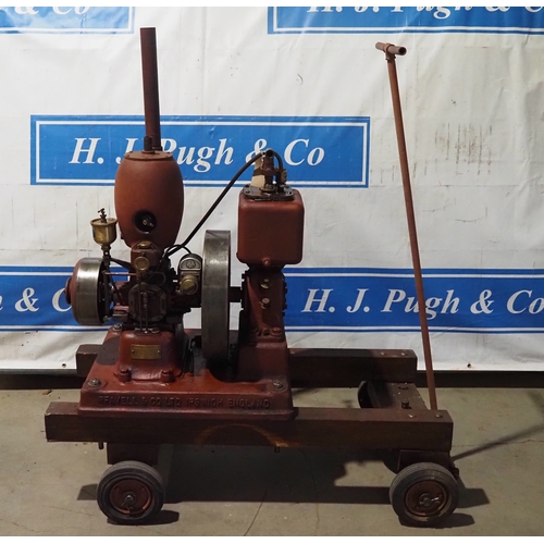 Petter M 1½hp stationary engine and compressor on trolley. Sn. 7149 ...