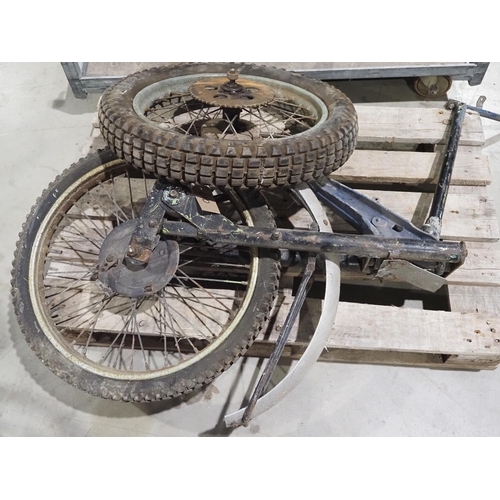 Greeves frame parts and wheels. Frame No. 8644/SAS