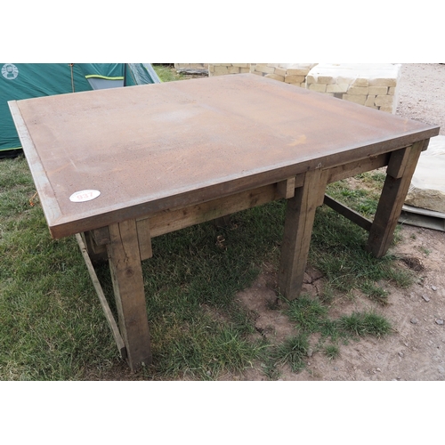 Metal topped table 6x6ft