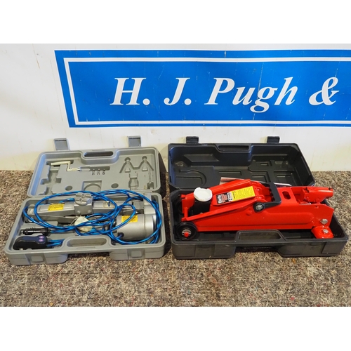 Clarke strong arm trolley jack and electric 1 tonne car jack