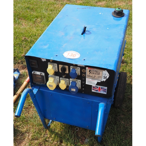 Stephill diesel 6KVA generator. Key in office