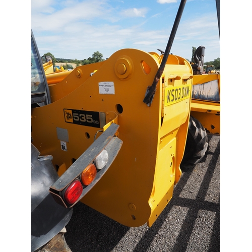 JCB 535.95 telehandler. runs and drives. Reg. KS0 3DM. Key in office