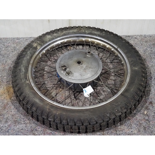 BSA front wheel and tyre, 9" hub