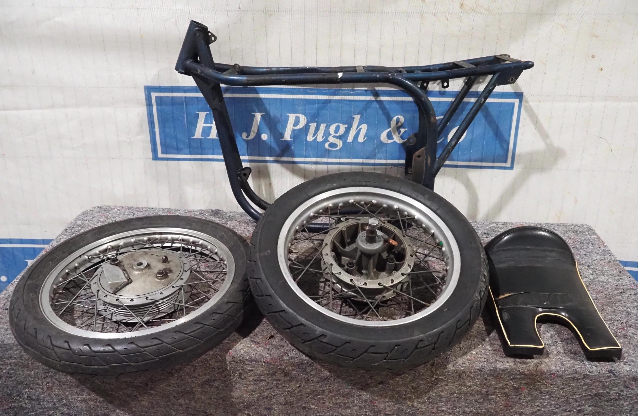 Norton Wideline frame used for sprints with 18" Akront rear wheel, 19 ...