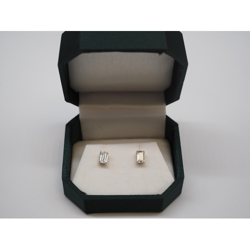 14ct Gold white stone earrings