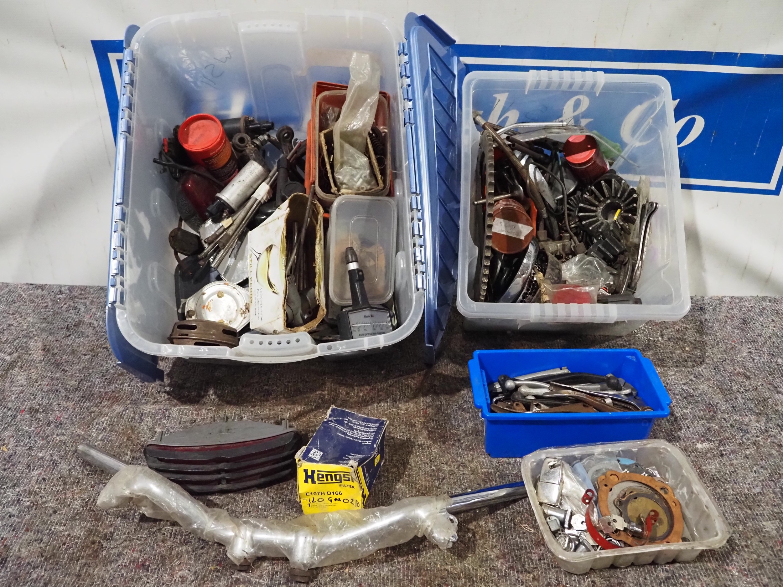 Assorted British spares to include handlebar, levers, light parts ...