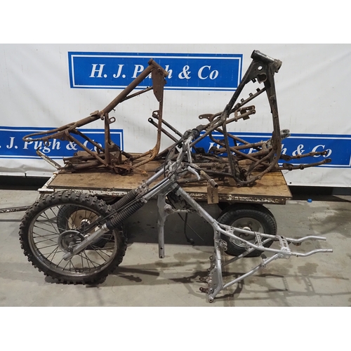 Various motorcycle frames (trolley not included)
