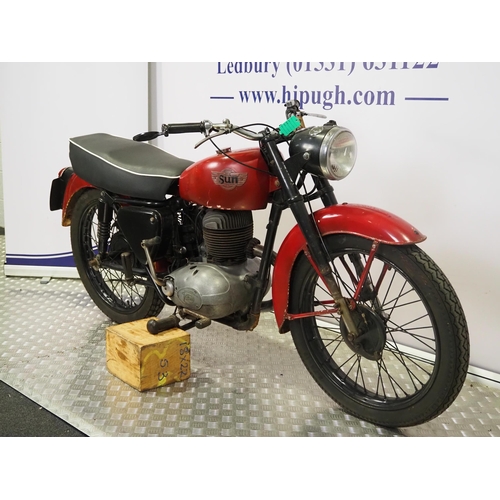 Sun Cyclone motorcycle. 1955. 225cc Engine No. 411A/3839 Engine turns ...