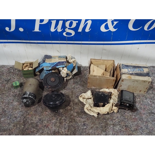 Lucas horns, regulator boxes and other items