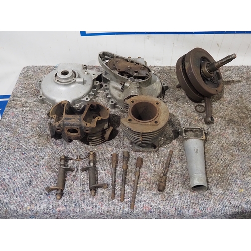 BSA B31 engine parts to include crank, crank cases, barrel, head, etc.