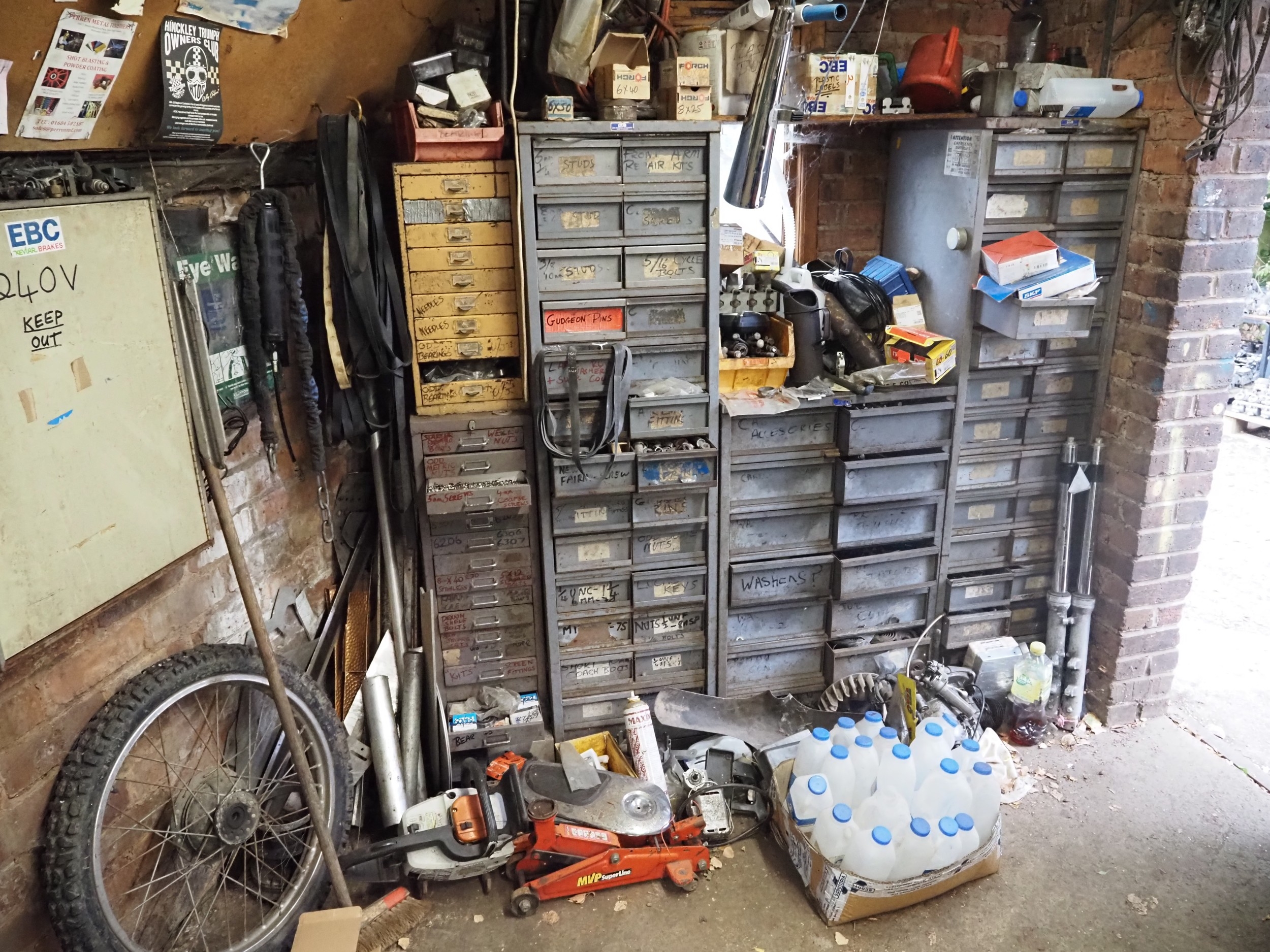 Filing cabinets and contents, to include nuts, bolts and washers