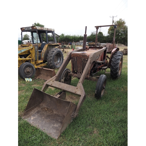 International B414 tractor. Front end loader. Runs