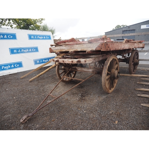 4 Wheeled horse or tractor drawn hay cart with ladders