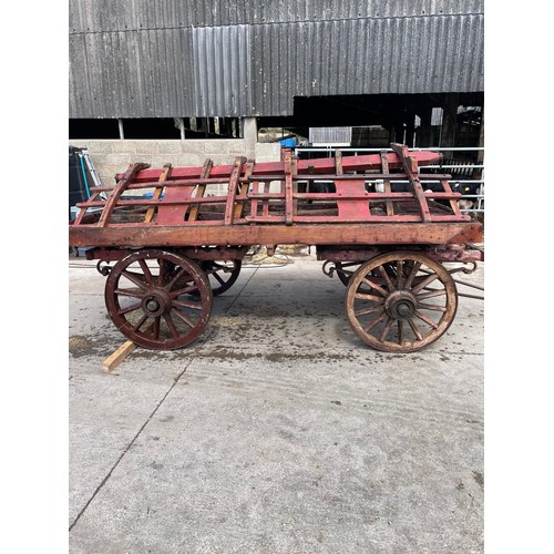 4 Wheeled horse or tractor drawn hay cart with ladders