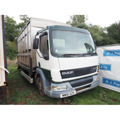 DAF LF lorry with livestock box. Reg. MM51 XZS. Keys in office