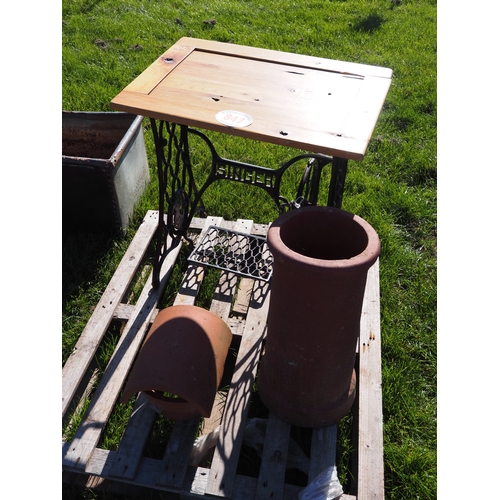 Singer table and chimney pots