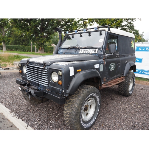 Land Rover Defender. Reg. F886 FRM. Key in office