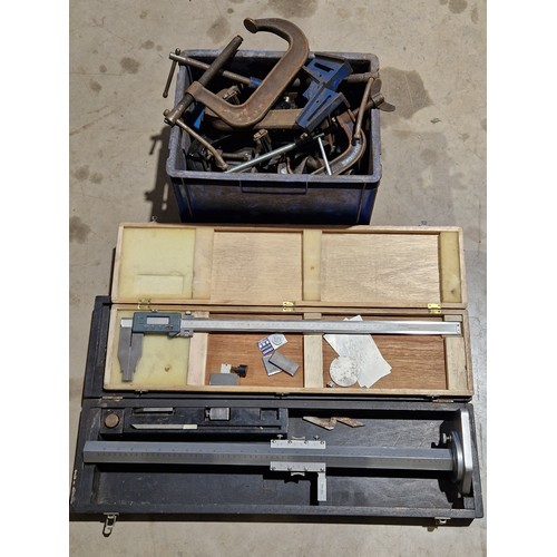 Chesterman vertical gauge, micrometer, assorted clamps, etc.