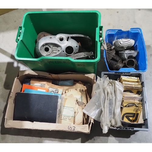 Villiers engine parts and assorted British gaskets