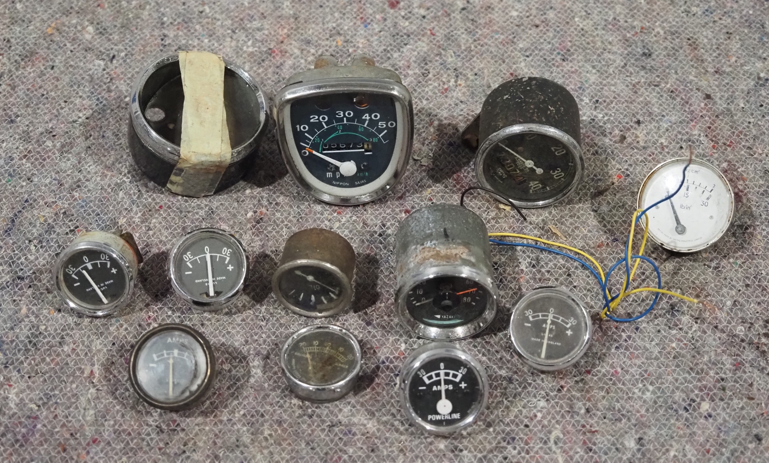 Assorted dials, gauges and amp meters