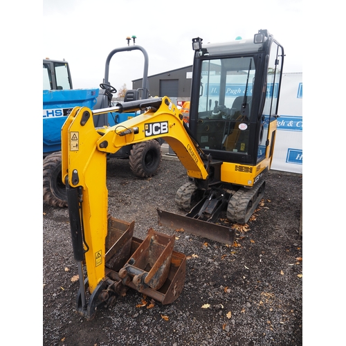 JCB 15 CI mini excavator. 2018. Showing 510 hours. C/w 3 buckets. Key ...