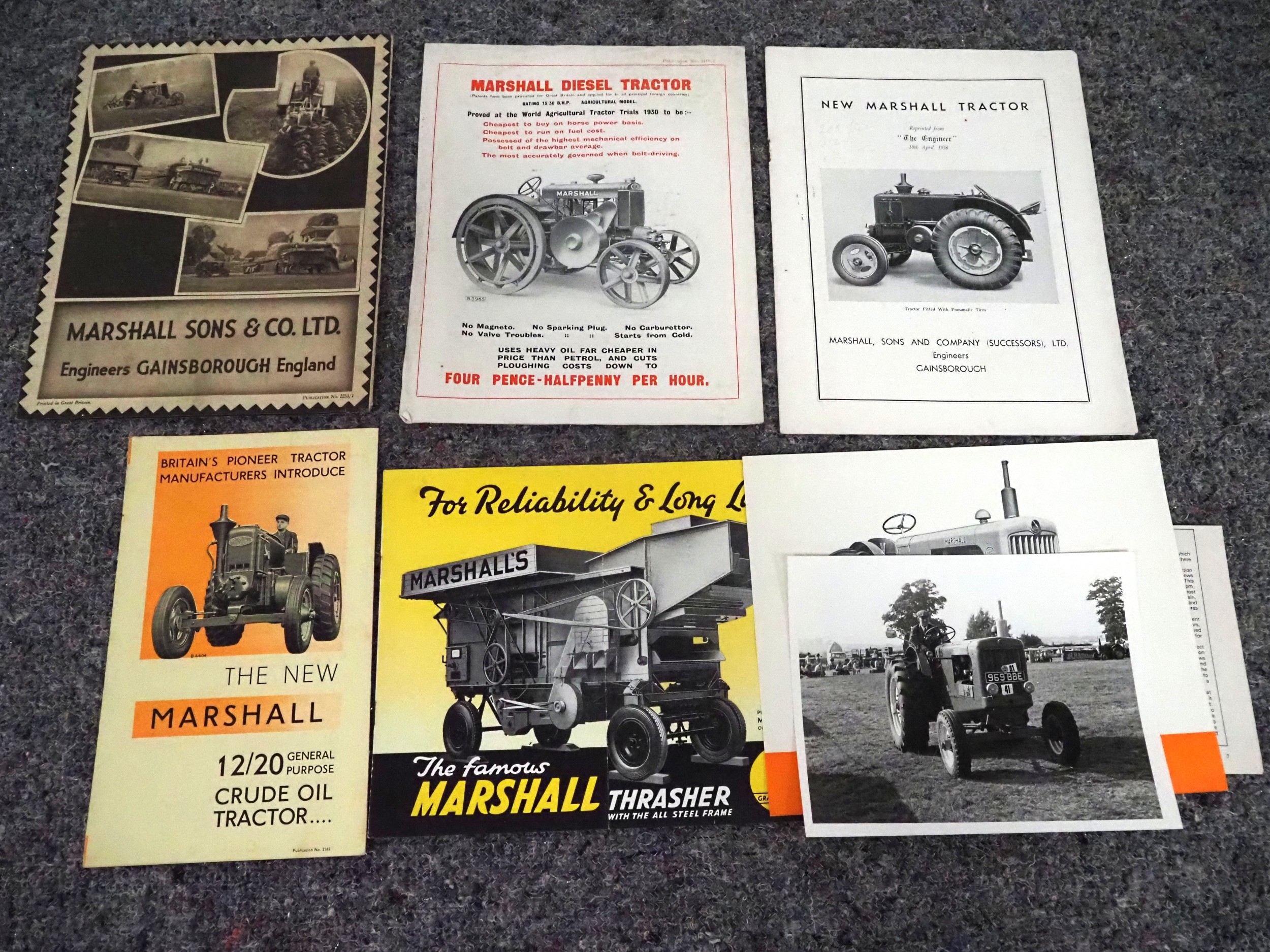 Assorted Marshall brochures to include 'New Marshall Tractor' April ...