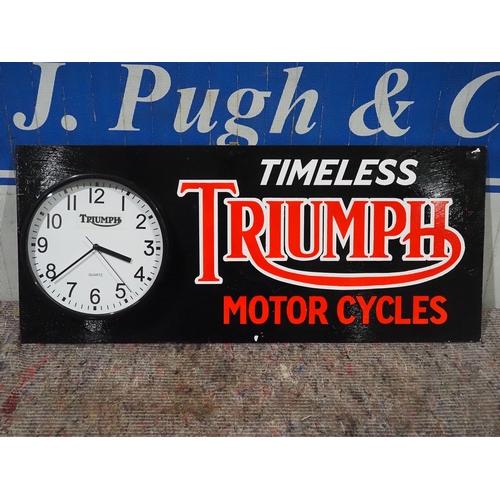 Painted wooden Triumph Motor Cycles sign and Quartz clock with Triumph ...