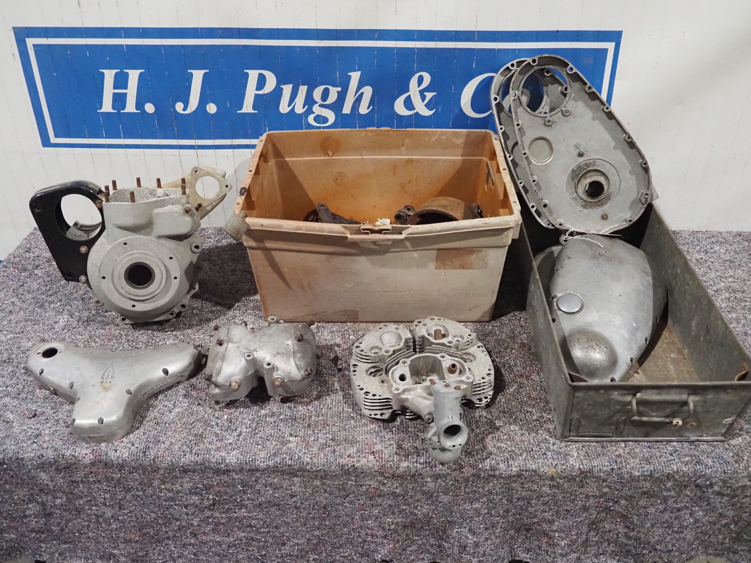 BSA A10 engine spares, heads, crank cases, primary covers etc