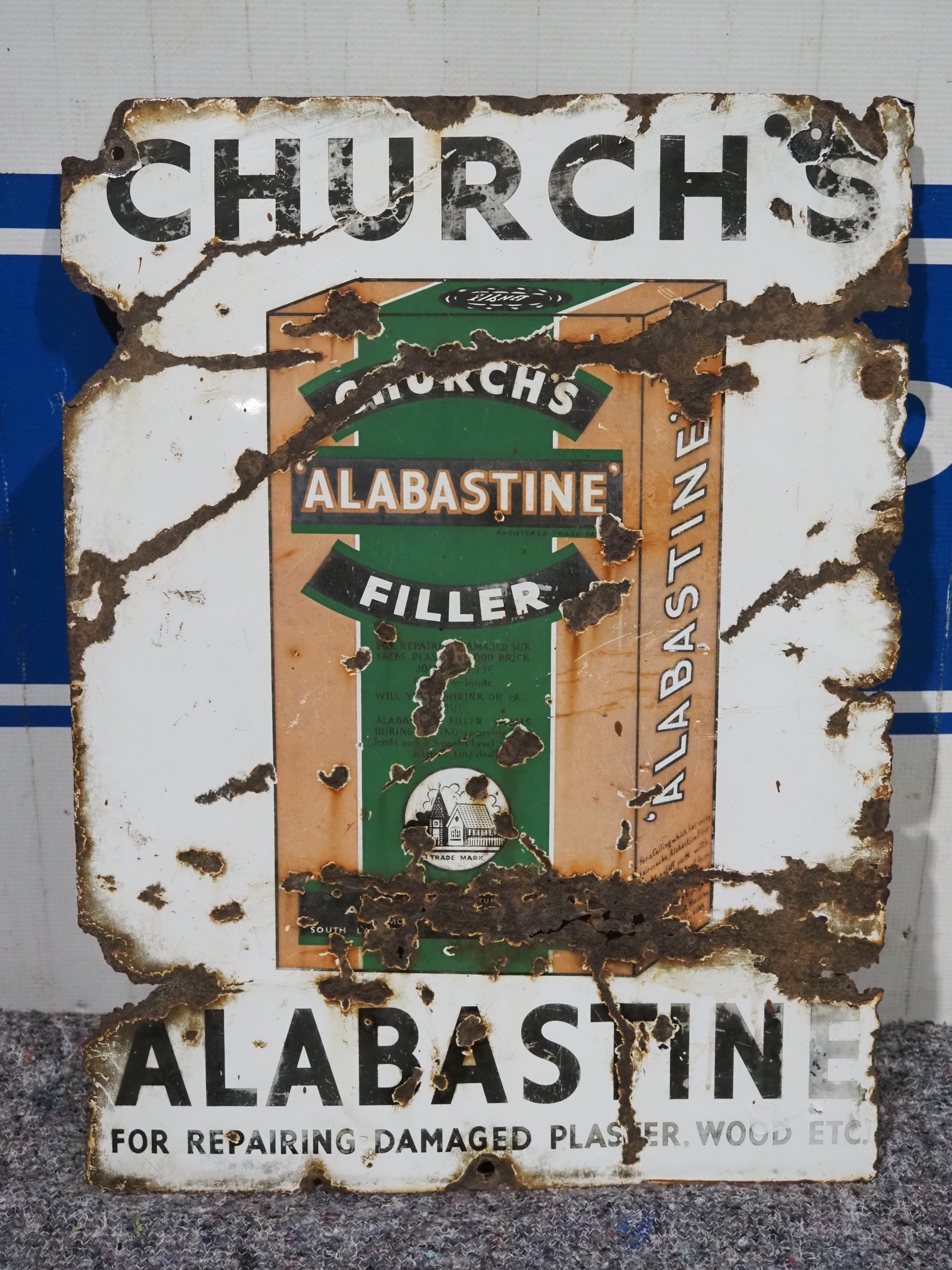 Enamel sign - Church's Alabastine 20" x 15"