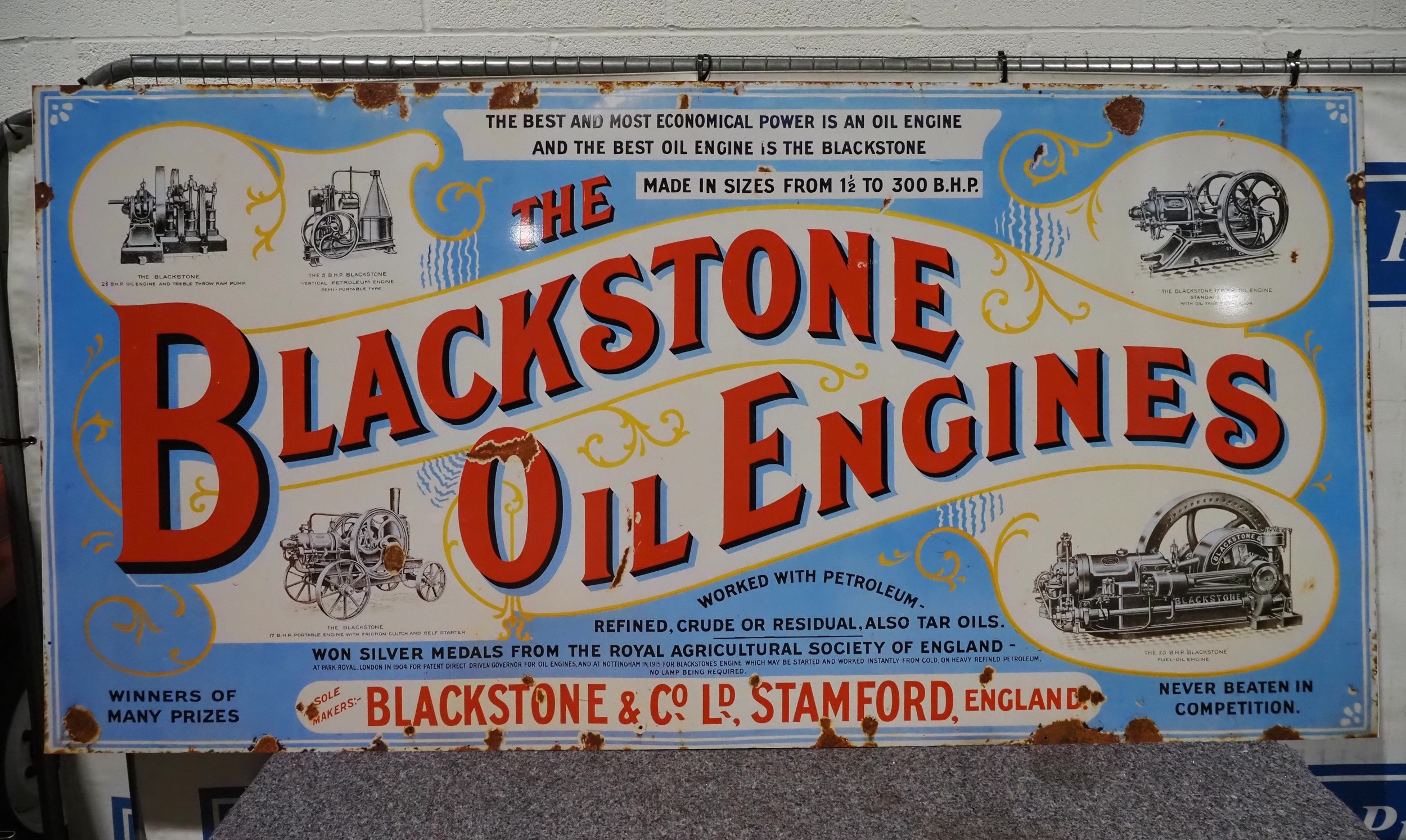 Modern plastic sign - Blackstone Oil Engines 48" x 96"