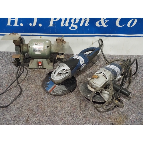 Double ended bench grinder and angle grinders