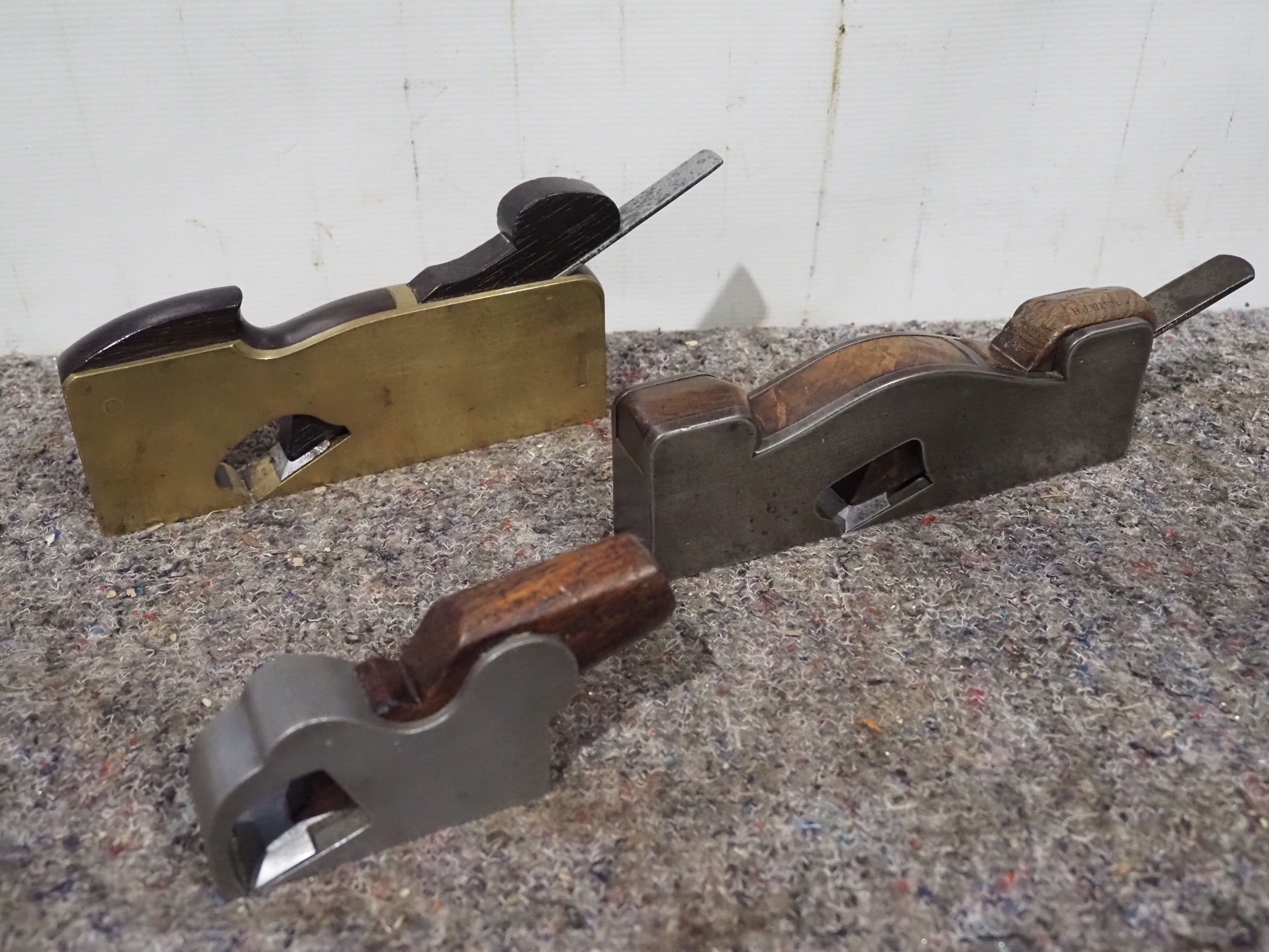 1" Bullnose plane, ⅝" brass bodied rosewood infill shoulder plane and ¼ ...