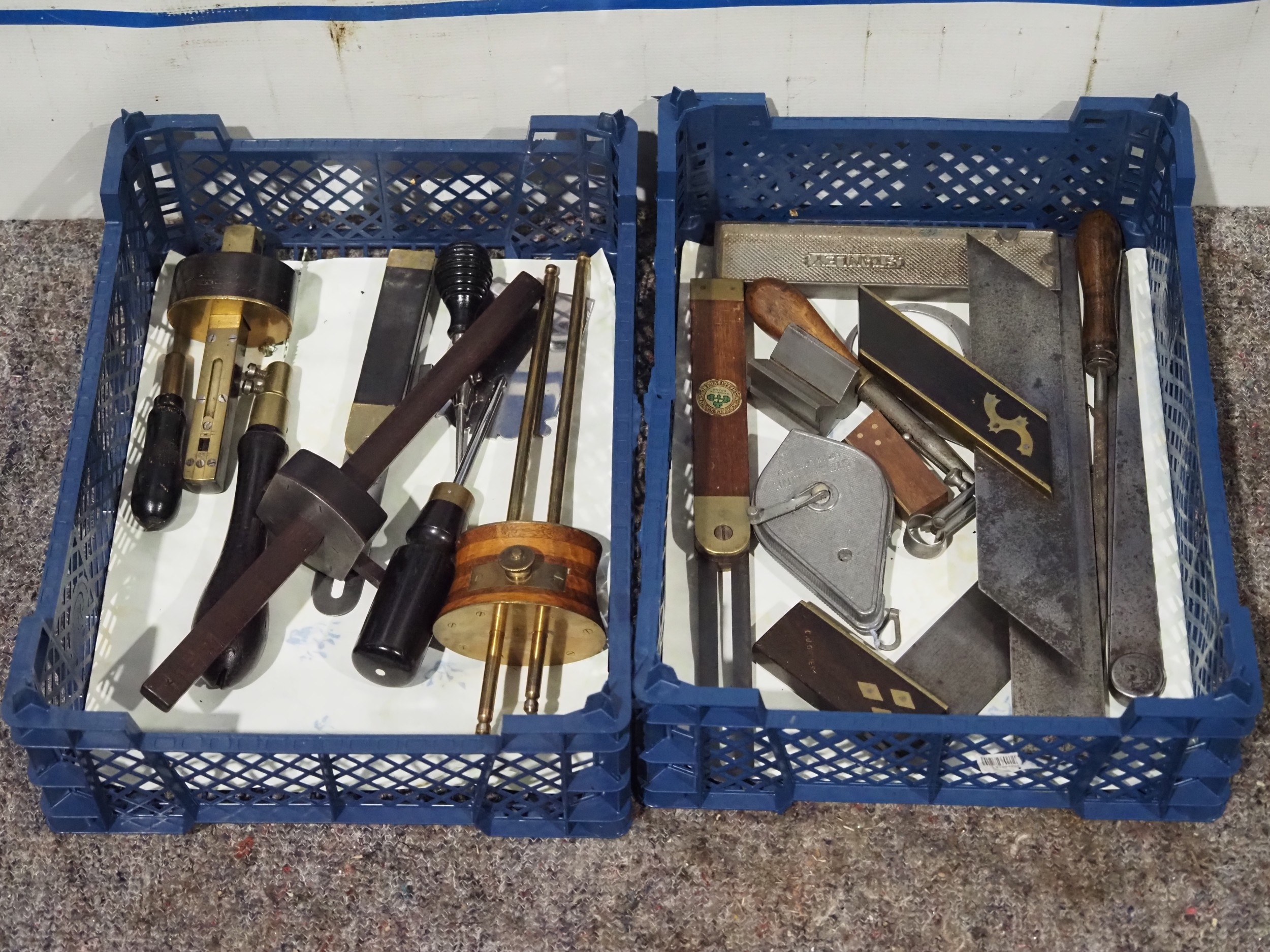 Assorted woodworking and engineering hand tools to include brass and ...