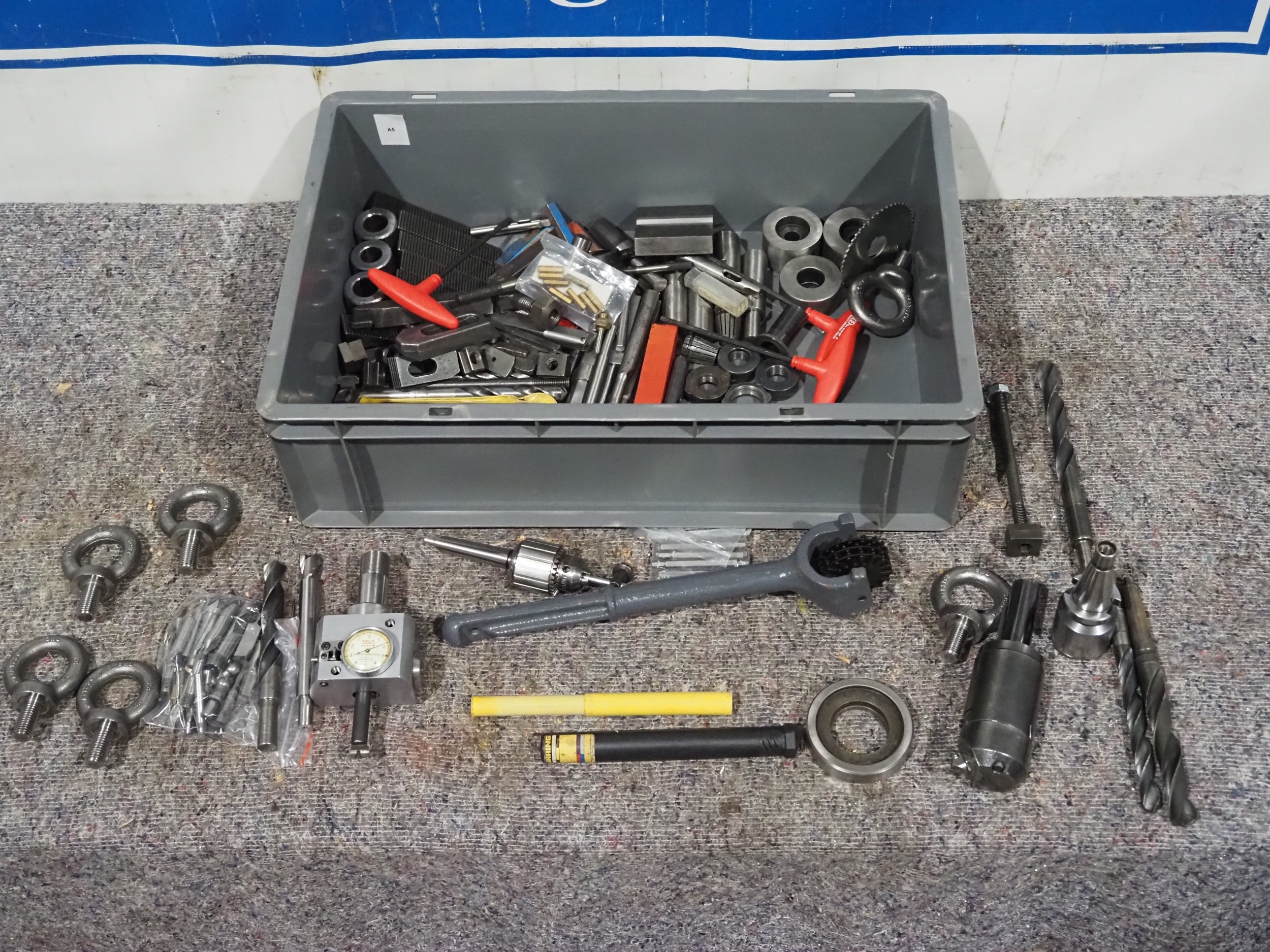 Assorted engineering tools to include milling cutters, lathe parts ...