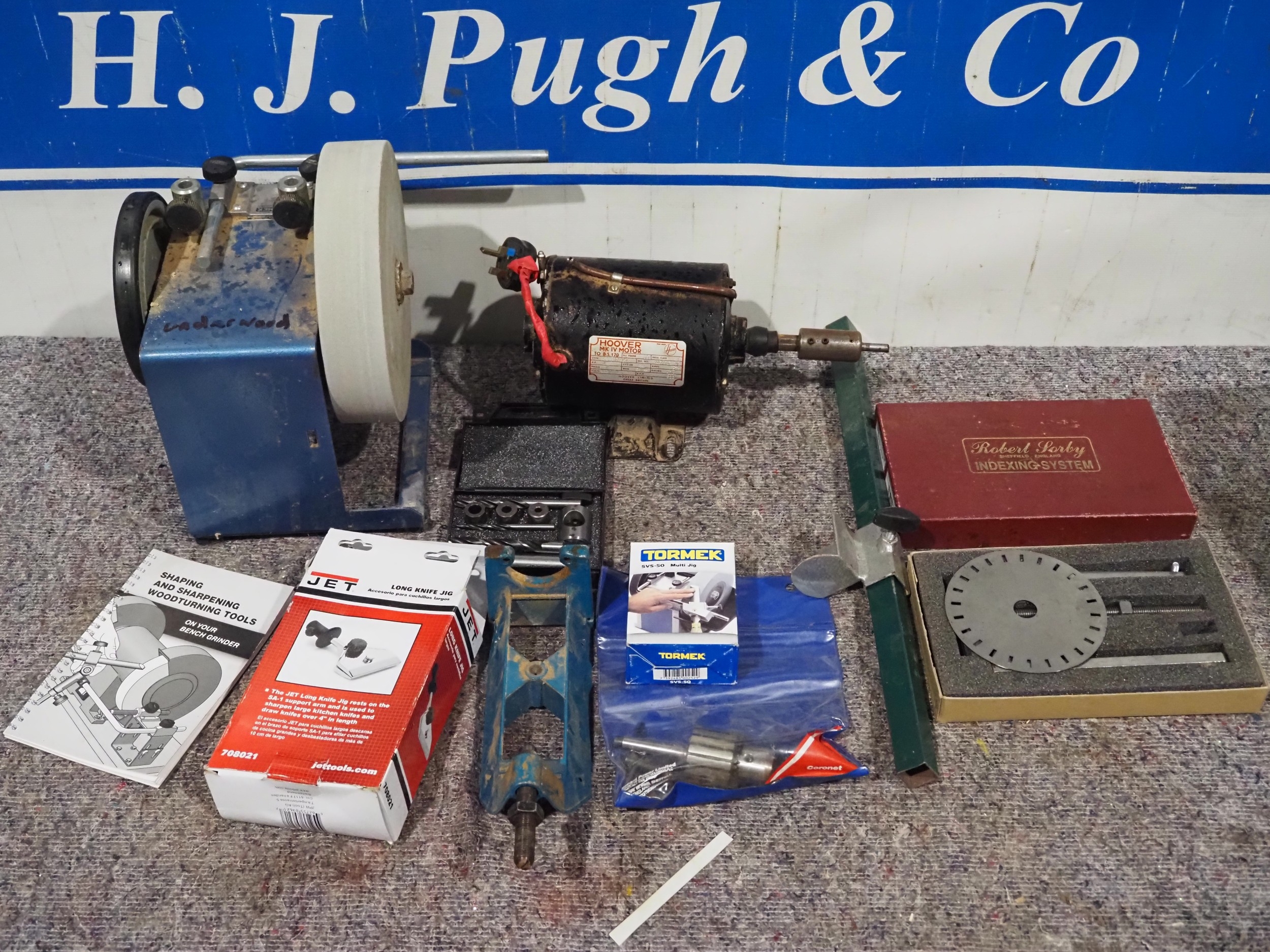 Tormek sharpener, accessories, spare motor and Robert Sorby indexing system