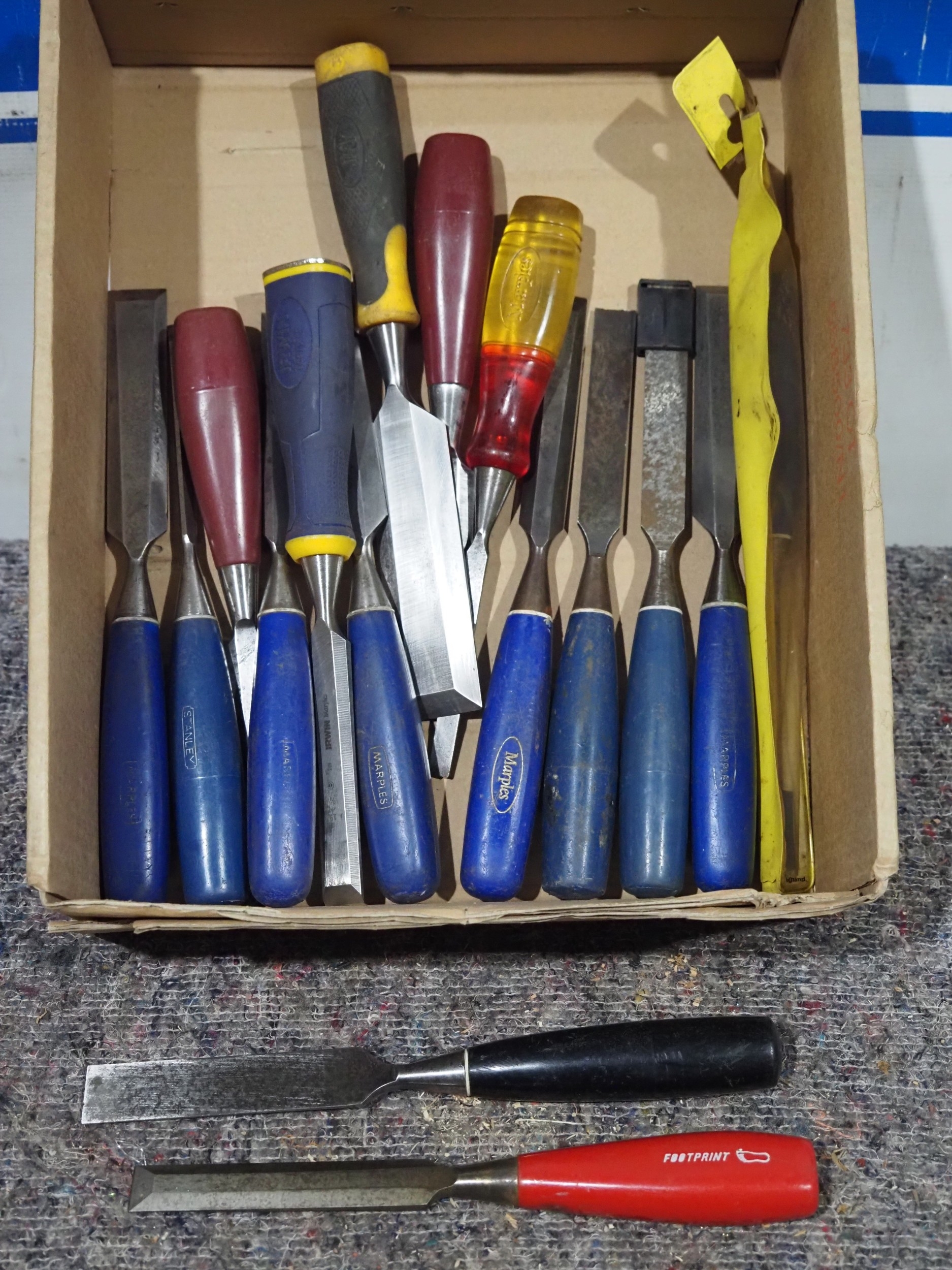 Plastic handled chisels to include Marples and other