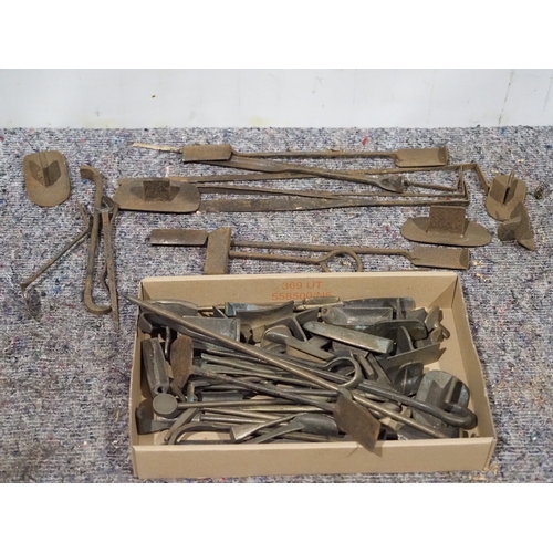 Vintage sand casting tools, bronze and steel