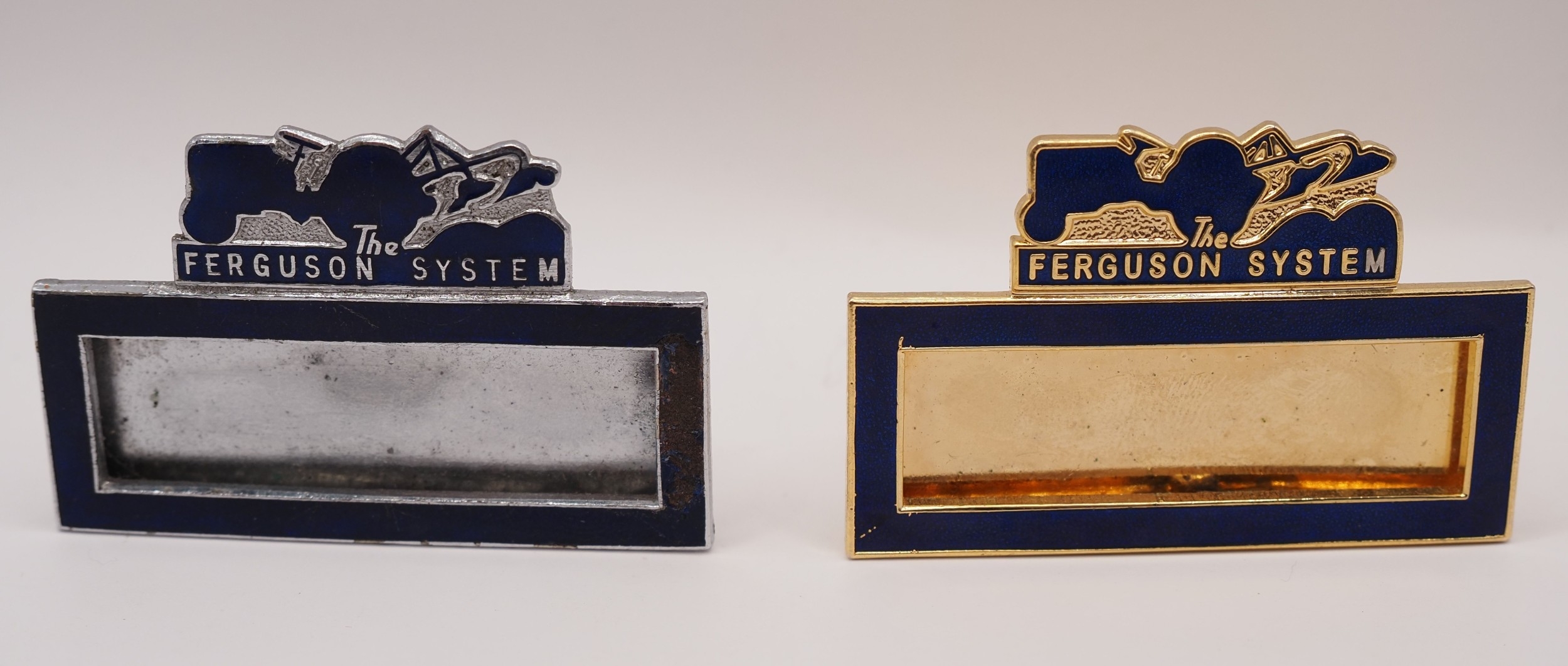 'The Ferguson System' name plate holder pin badges - 2