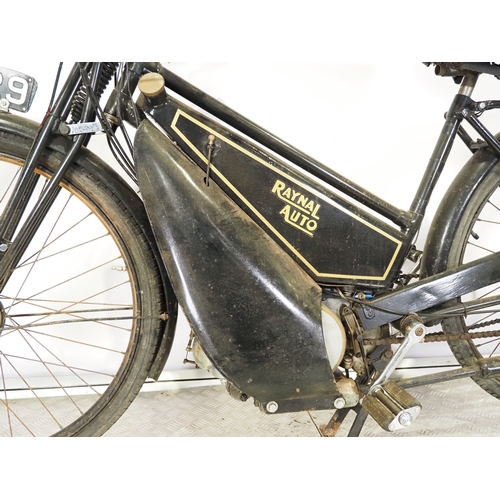 Raynal autocycle. 1950. 98cc Frame No. 7792 Engine No. XX8070 Engine ...