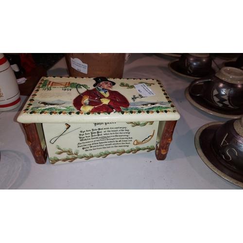 China Crown Devon Music Box With John Peel Decoration. A/F