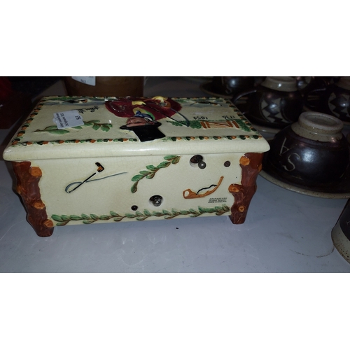 China Crown Devon Music Box With John Peel Decoration. A/F