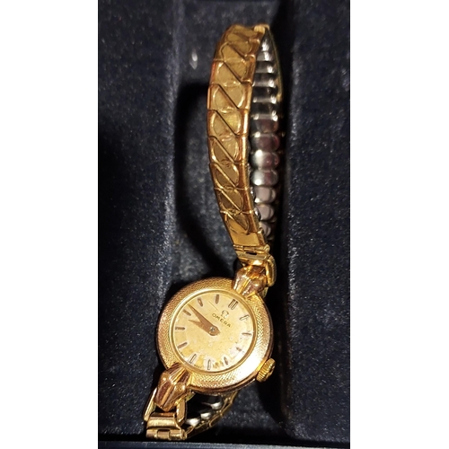 Ladies Vintage Omega Rolled Gold Watch With Rolled Gold Elasticated ...