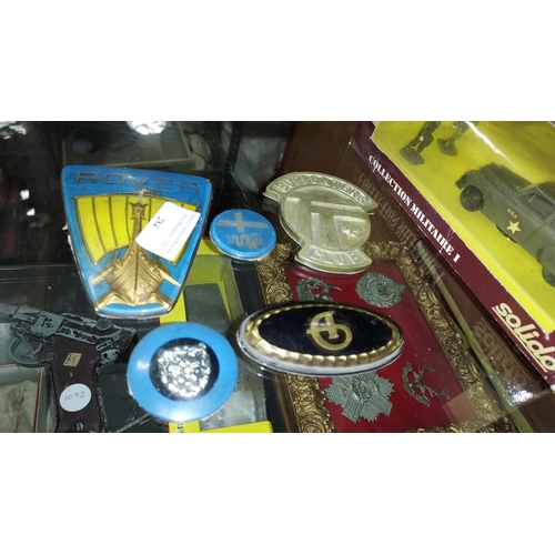 4 Car Badges Including Rover Plus A Brass TT Supporters Club Badge