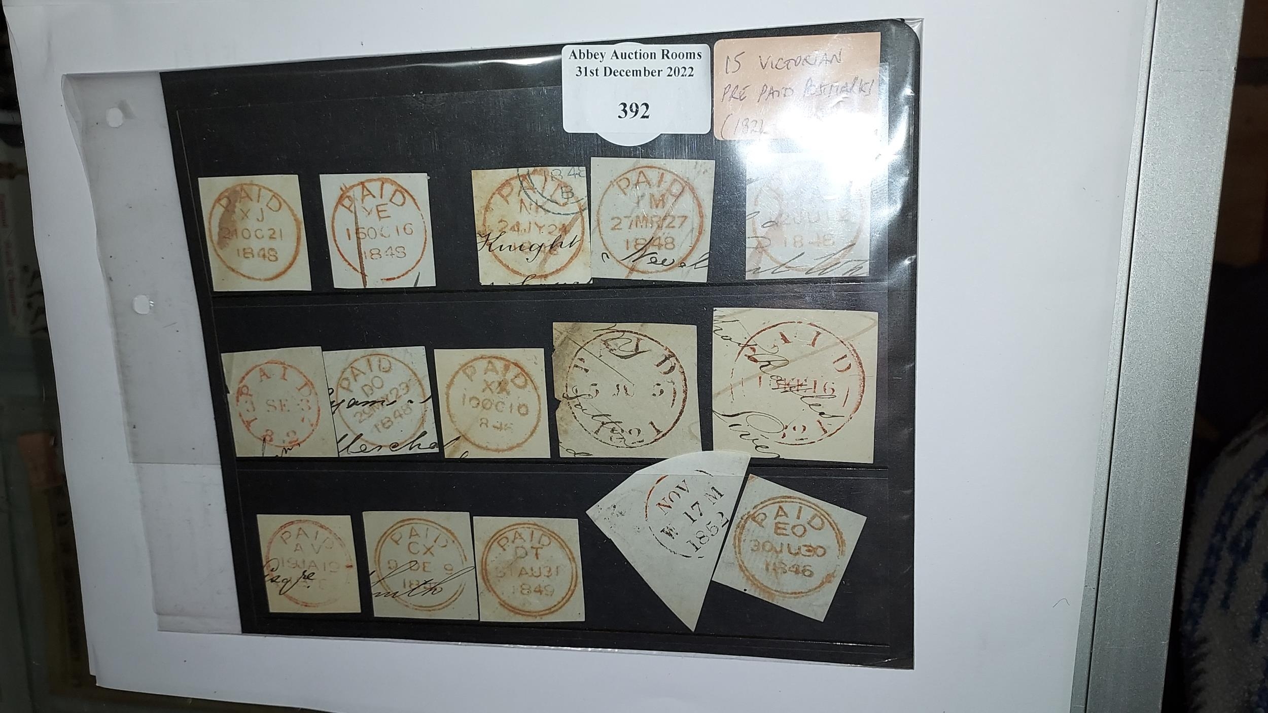 15 Victorian Pre Paid Postmarks