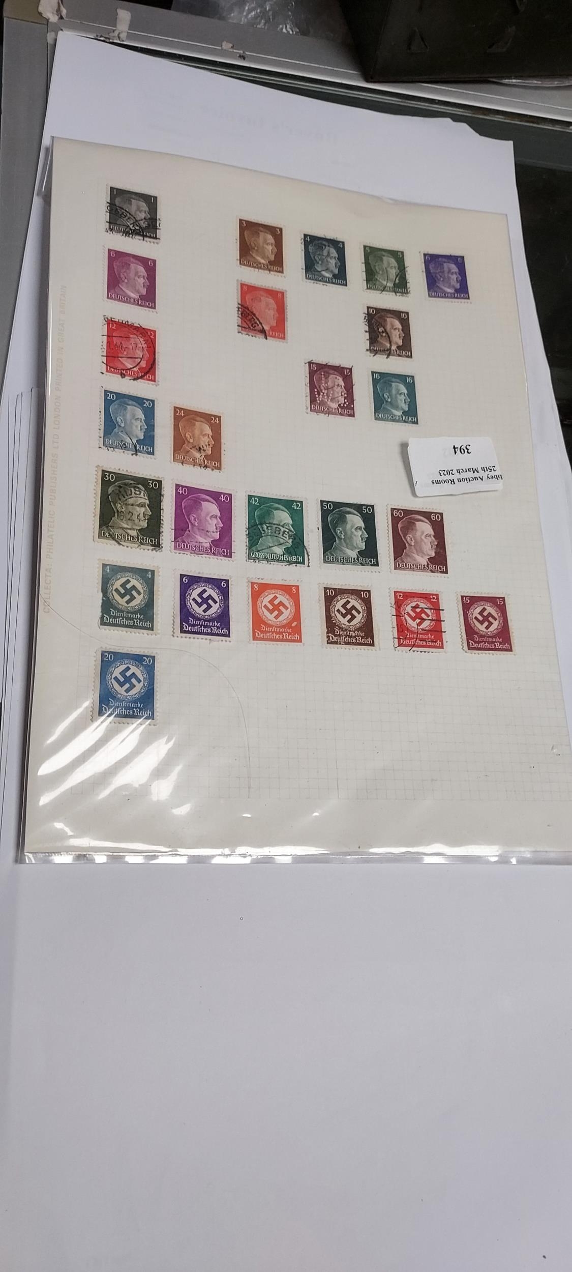 Page Of Hitler Stamps